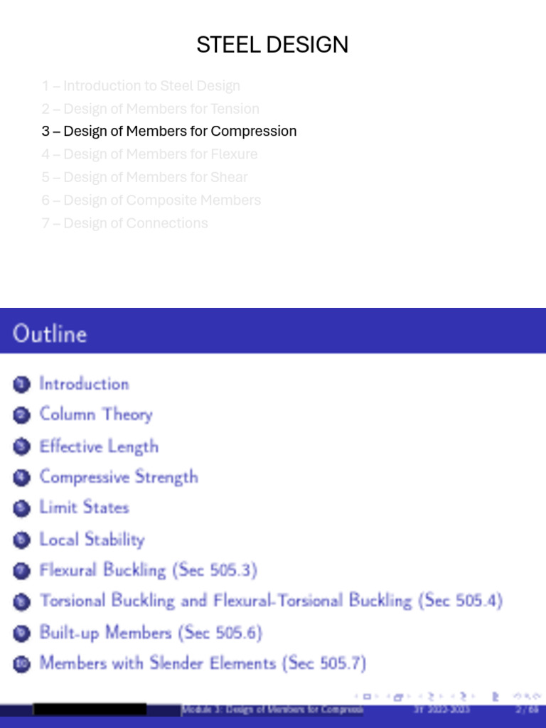 Steel Design: Compression Member Guide | PDF | Buckling | Bending