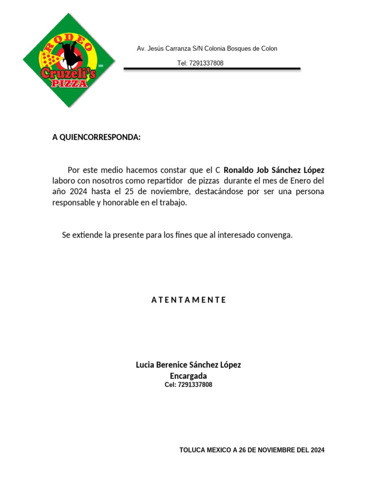 Contancia Laboral | PDF