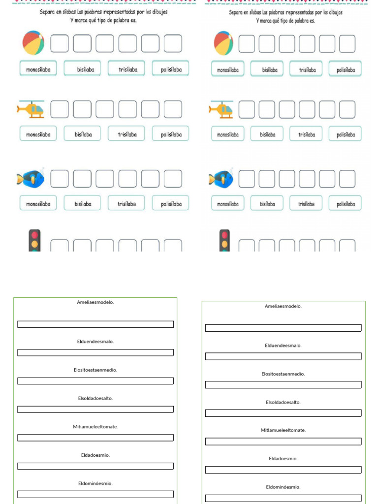 activ de oraciones para separar y palabras | PDF