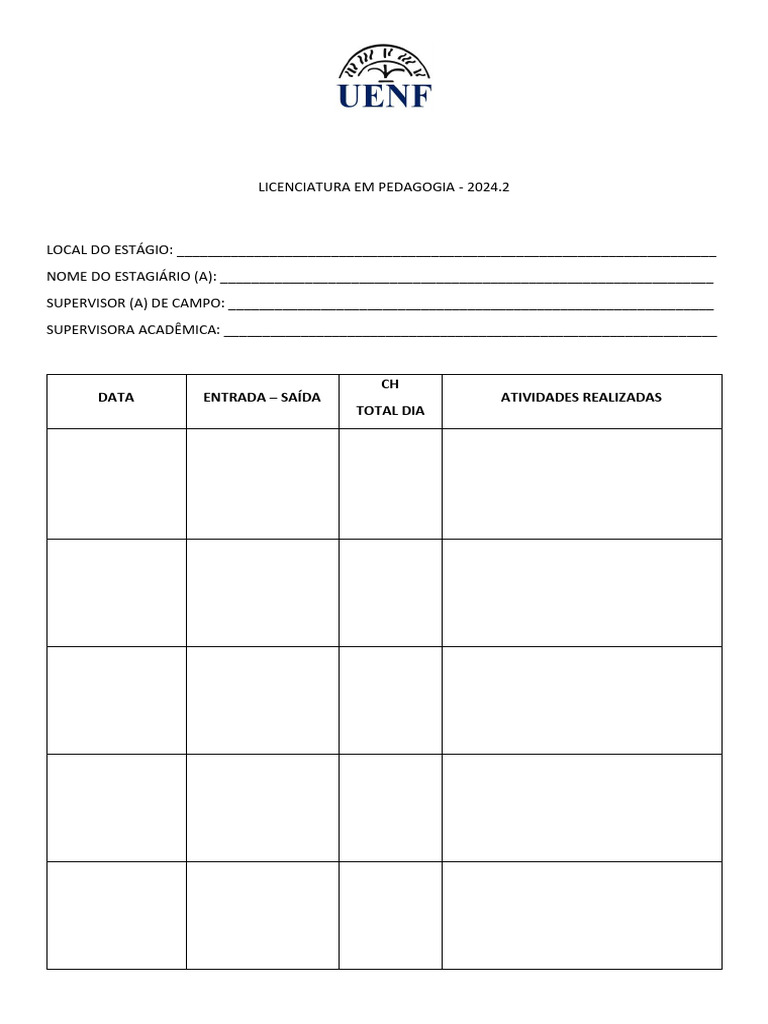 Ficha de Registro Das Atividades Realizadas No Estágio I | PDF