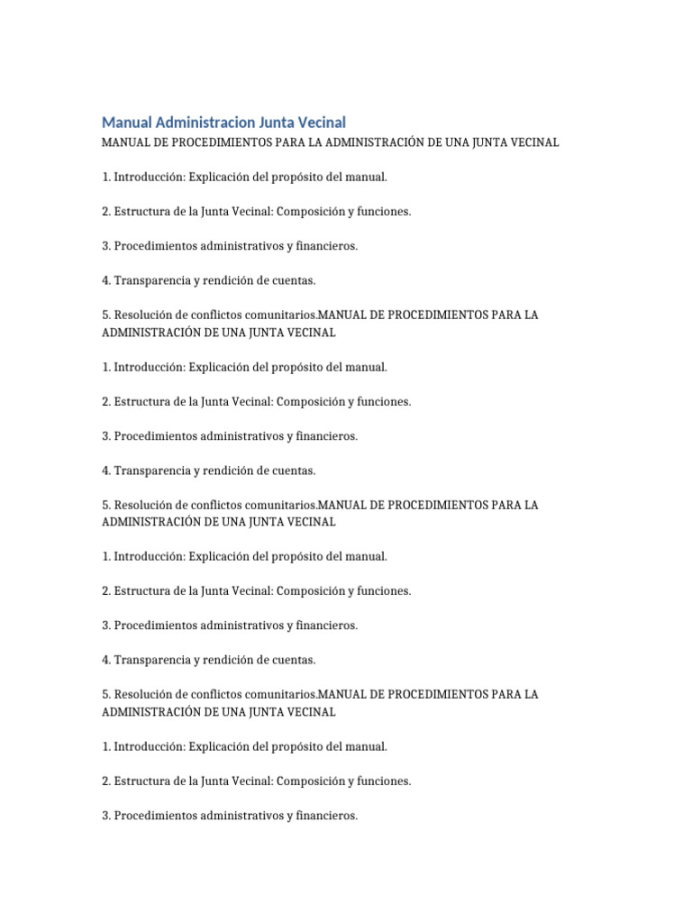 Manual Administracion Junta Vecinal | PDF