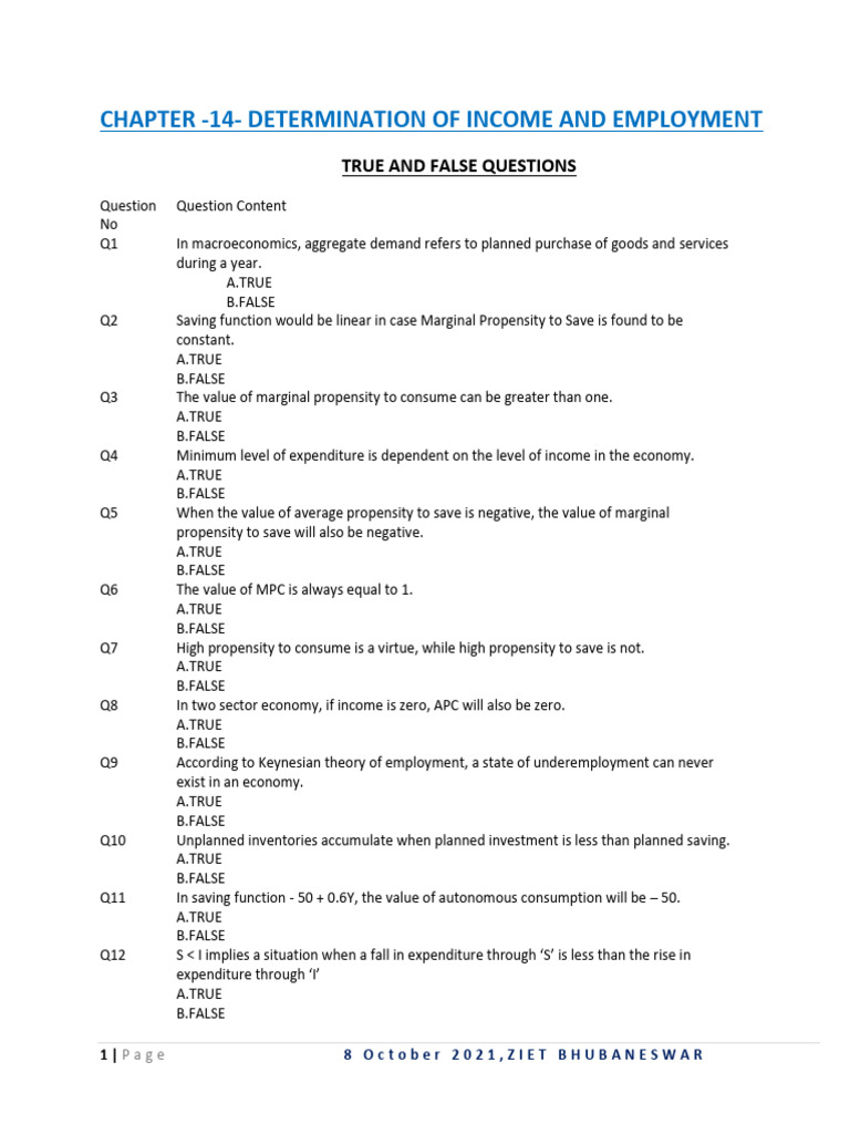 Ch-14-True False | PDF | Macroeconomics | Economies