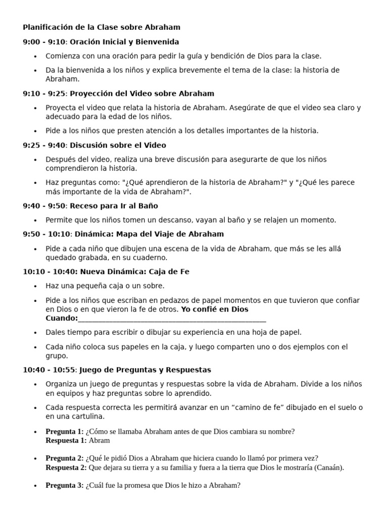 Planificación de la Clase sobre Abraham | PDF | Abrahán