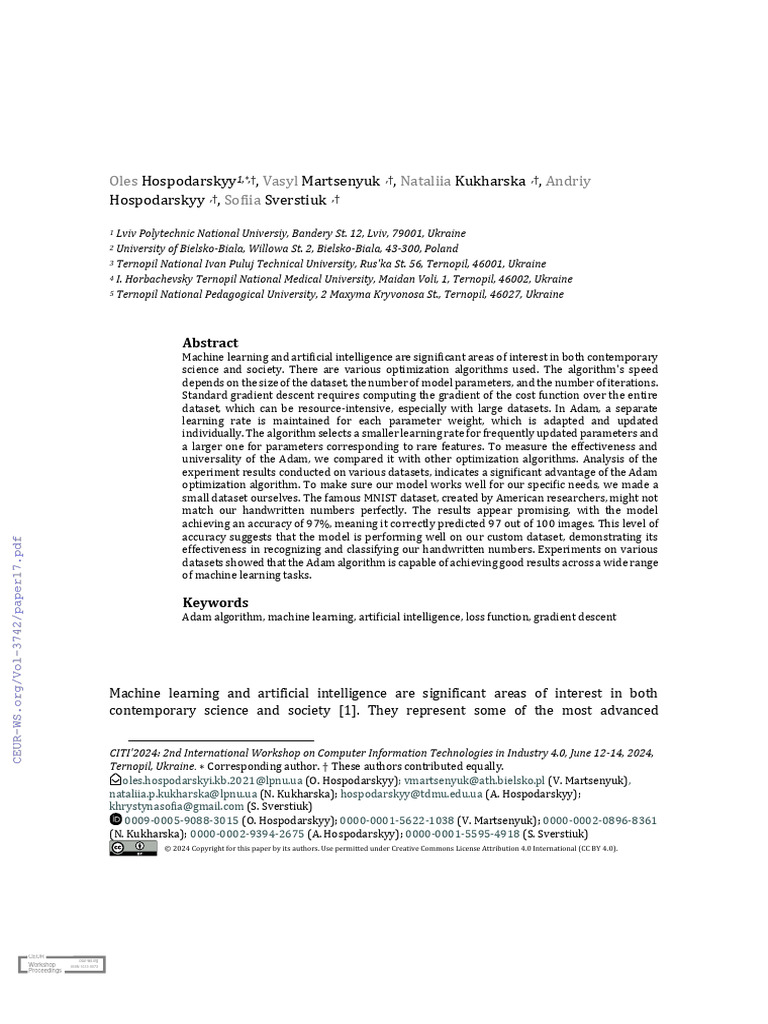 Adam Optimizer | PDF | Applied Mathematics | Machine Learning