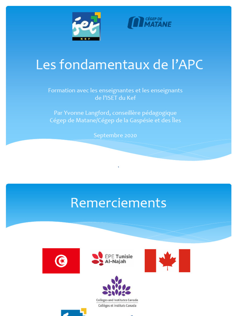 Formation à l'APC à l'ISET du Kef | PDF | Pédagogie | Environnement naturel