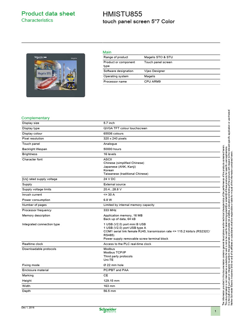 HMISTU855 Touch Panel Screen Specs | PDF | Touchscreen | Information ...