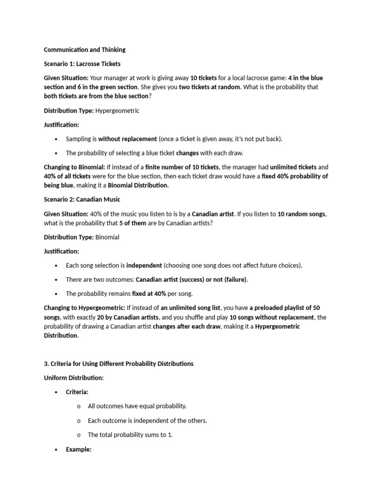 Communication and Thinking - LESSON 9 Unit 3 | PDF | Probability Distribution | Measure Theory