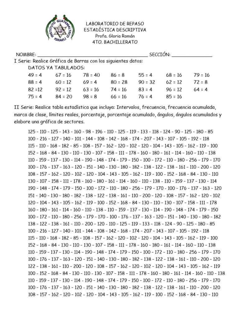 Laboratorio de Repaso Estad - Stica Ii Unidad | PDF