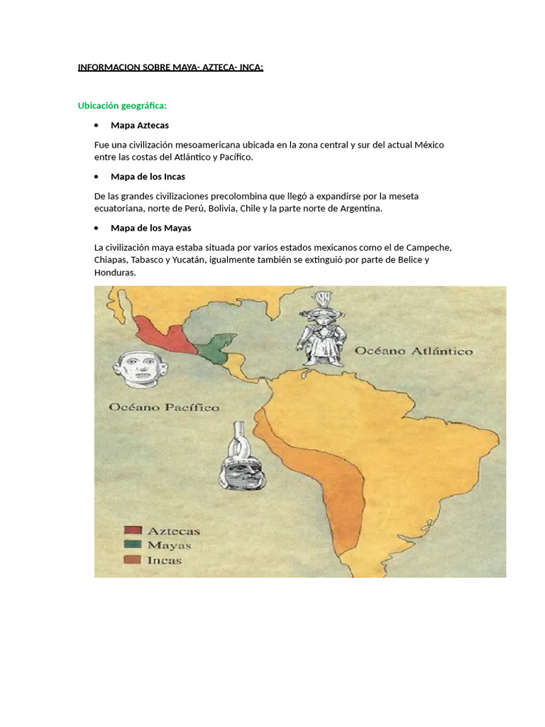 Civilizaciones Maya, Azteca e Inca: Cultura y Economía | PDF ...