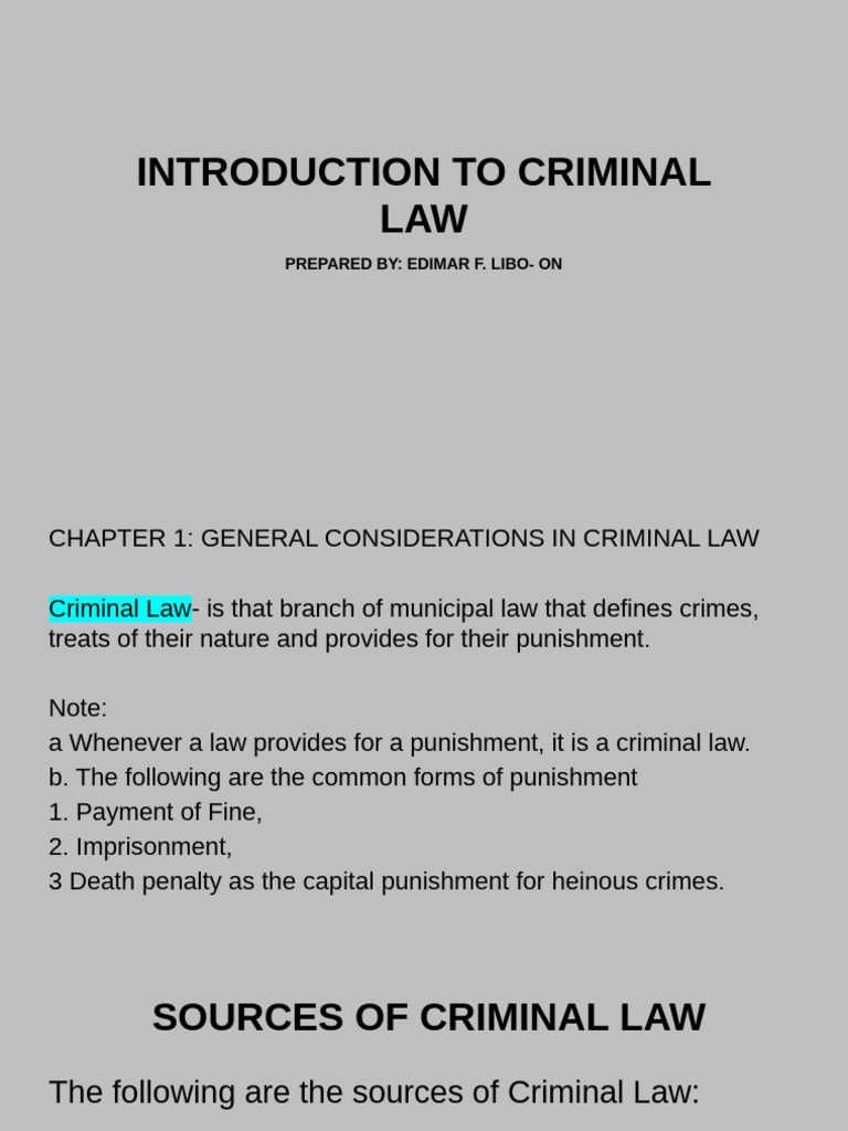 Introduction To Criminal Law | PDF | Criminal Law | Intention (Criminal ...