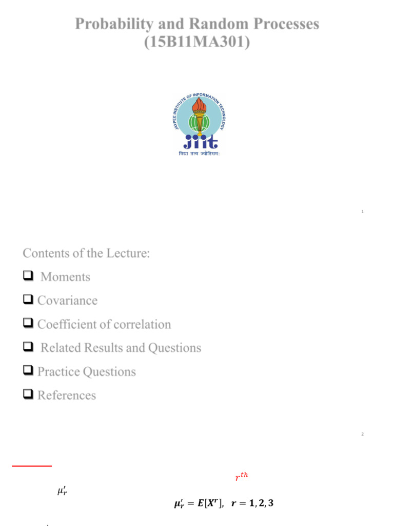 Lec-11 Covariance, Coefficient of Correlation | PDF | Covariance ...