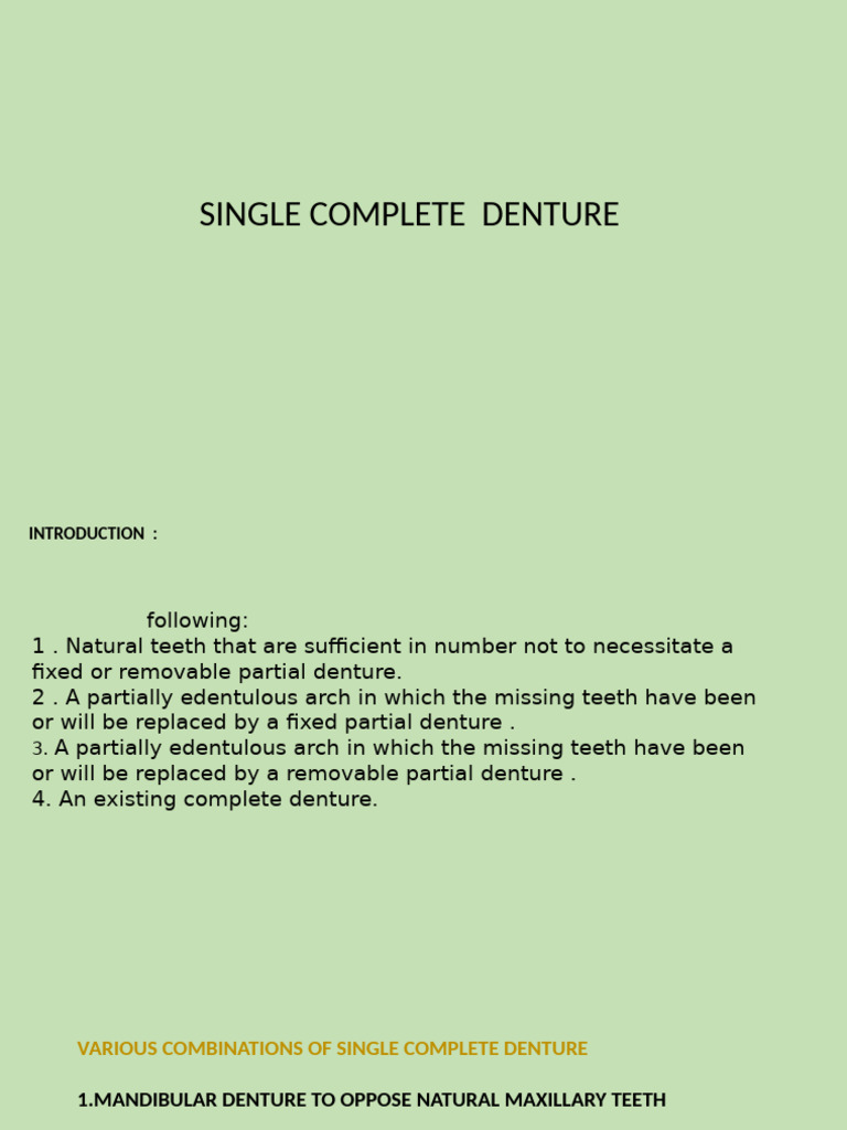 Single Complete Dentures | PDF | Dentures | Dental Anatomy