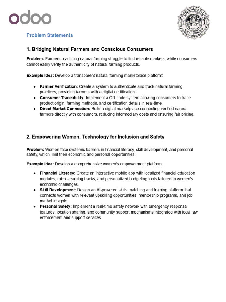 Odoo X Gujarat Vidyapith Hackathon '25 | PDF | Use Case | Computing