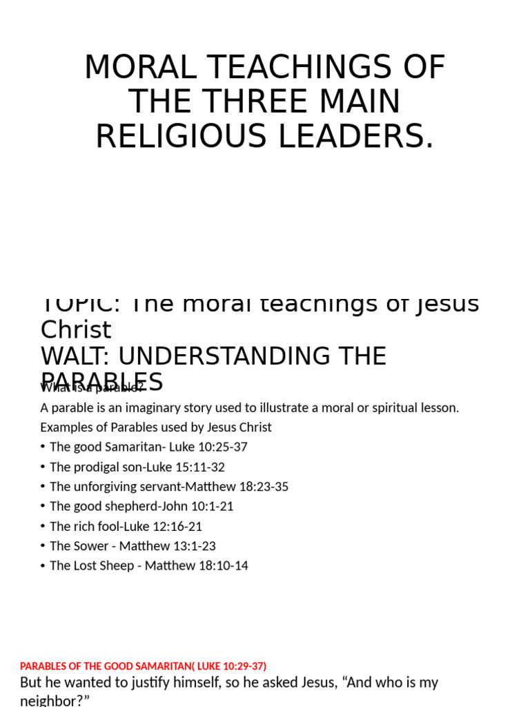 Moral Teachings of Jesus' Parables | PDF | Parables Of Jesus | Chastity
