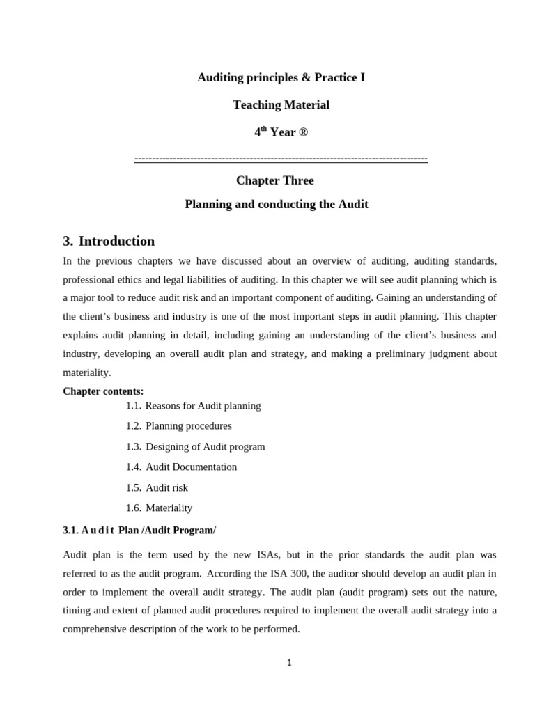 Chapter Three Auditing Principles | PDF | Audit | Financial Audit