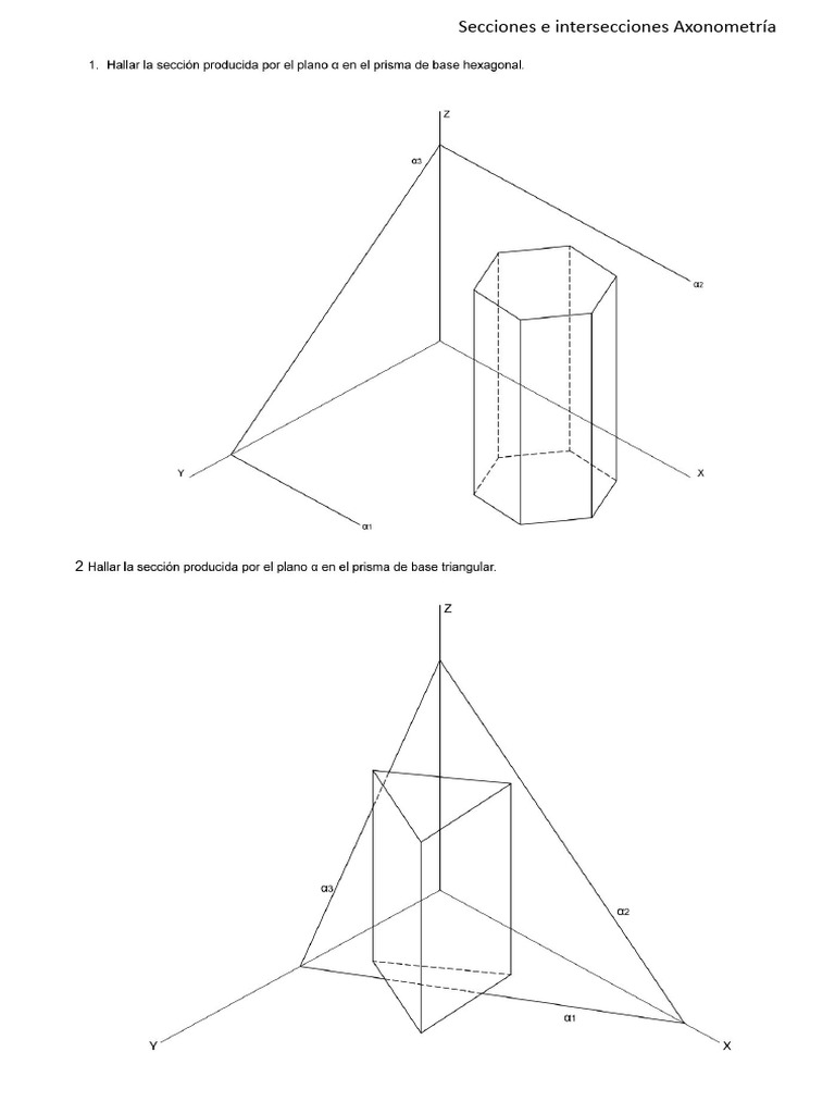 Secciones e Intersecciones Axonometría Diego de Miguel | PDF