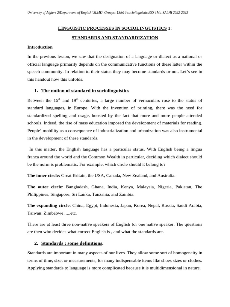 Linguistic Standards in Sociolinguistics | PDF | English Language | Dialect
