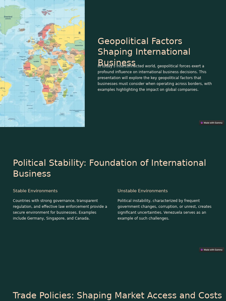Geopolitical Factors Shaping International Business | PDF | Protectionism | Free Trade