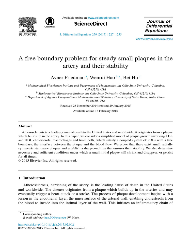 A Free Boundary Problem For Steady Small Plaques in The | PDF ...