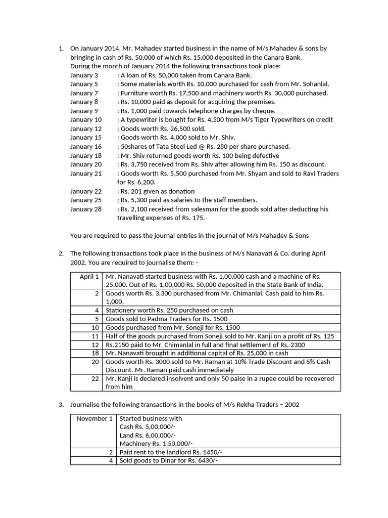 Journal Questions | PDF | Cash | Cheque