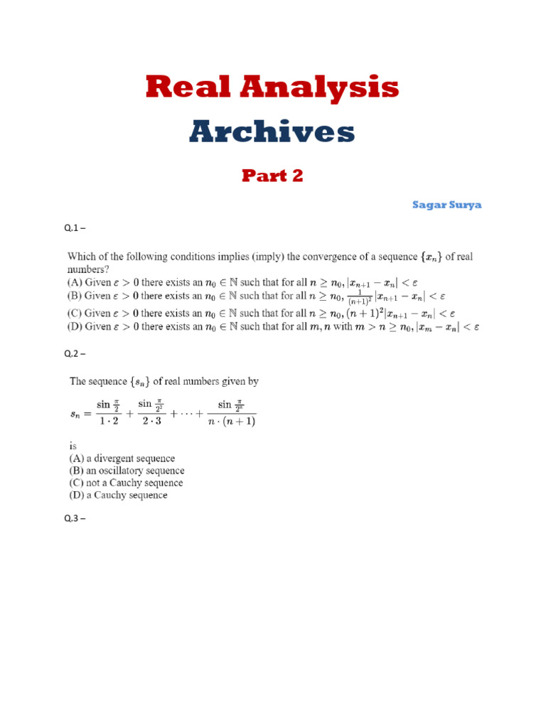 Real Sequences - Archives 2 | PDF