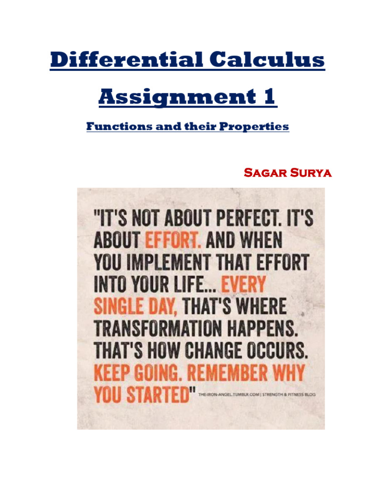 Differential Calculus Assignment 1 | PDF | Mathematical Analysis | Calculus
