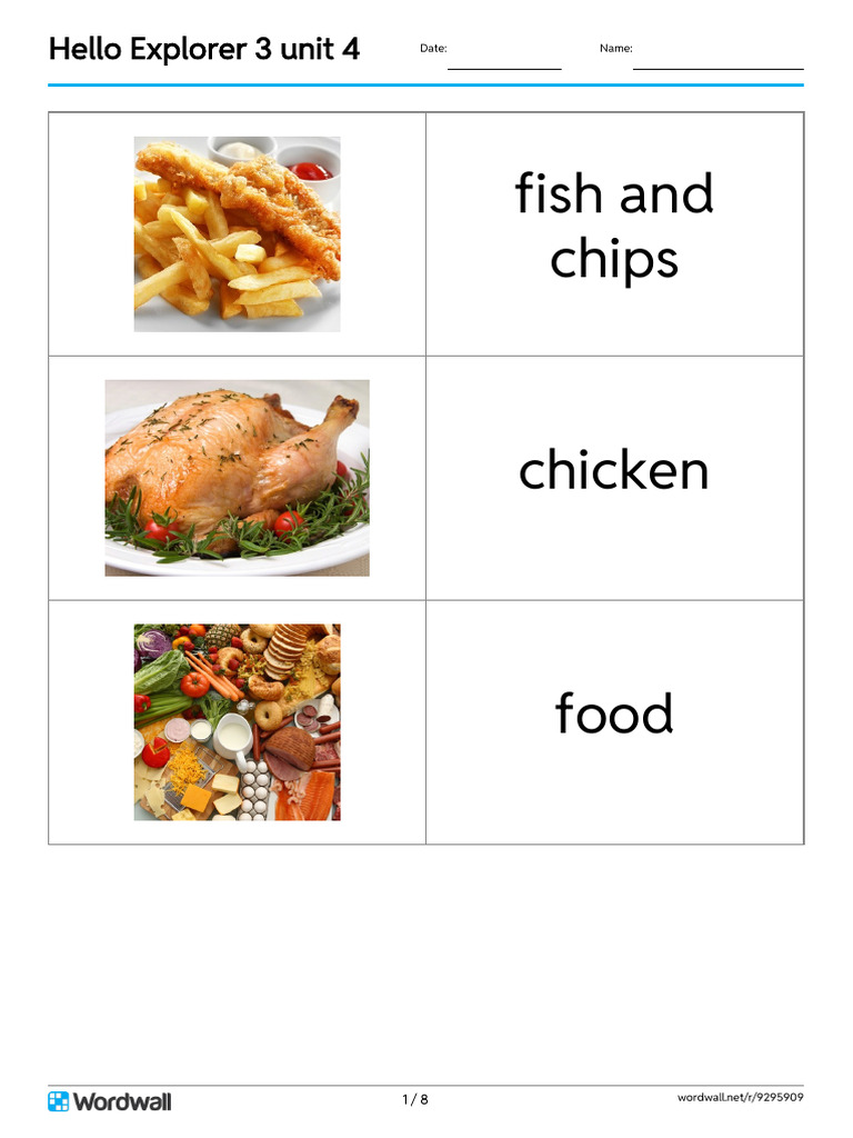 Hello Explorer 3 Unit 4 Flash Cards | PDF