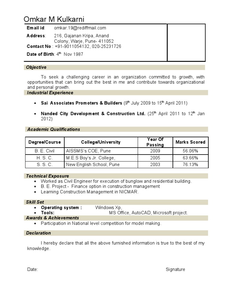 Civil Engineer Resume Overview | PDF | Career & Growth | Art
