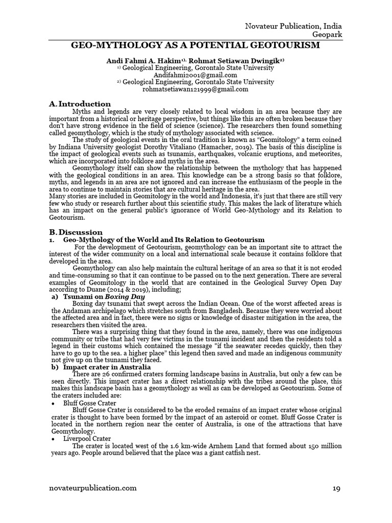 Geo Mythology As A Potential Geotourism Ccb7737f | PDF | Indonesia ...