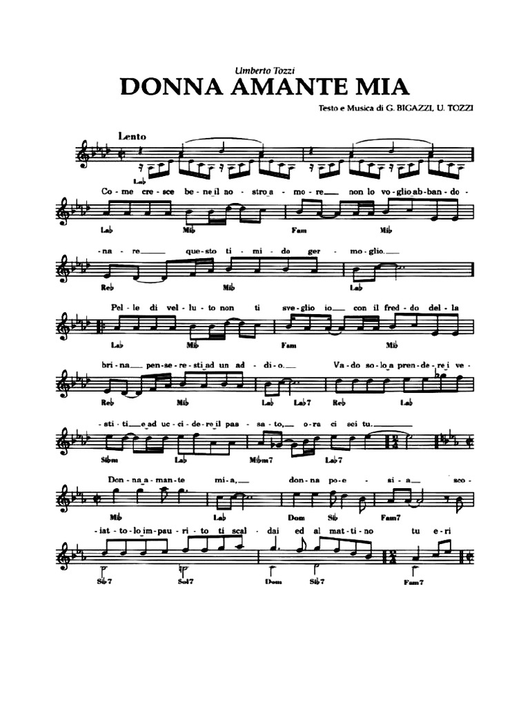 Umberto Tozzi Donna Amante Mia 01 | PDF