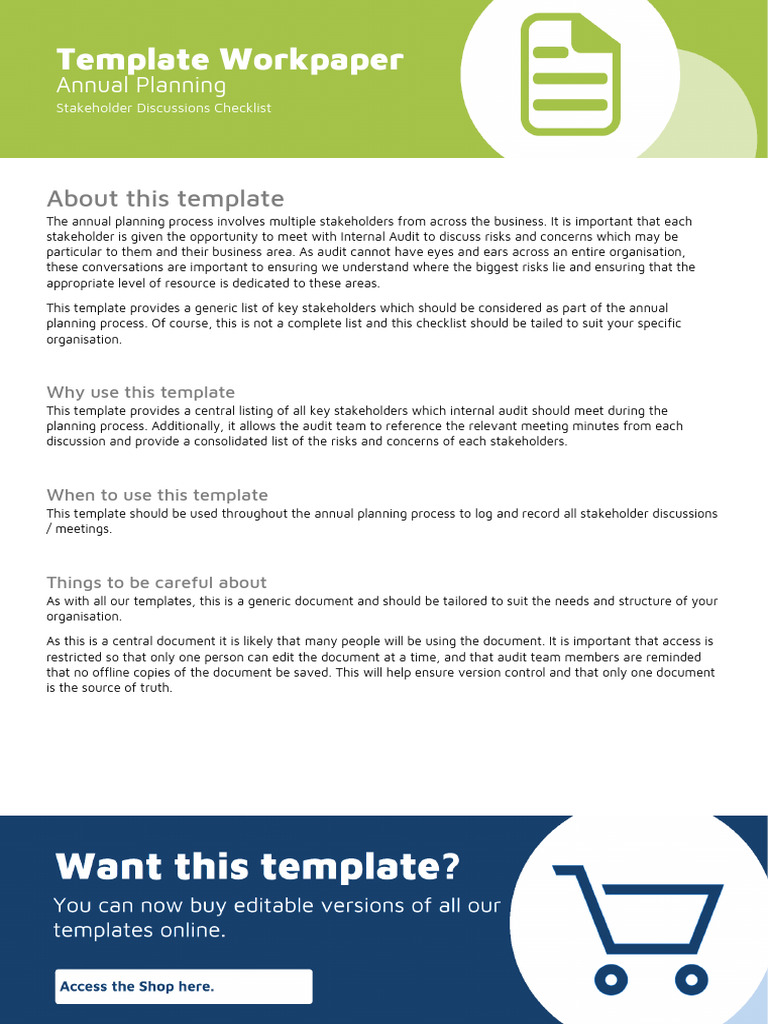 Annual Planning Stakeholder Checklist | PDF | Internal Audit | Business