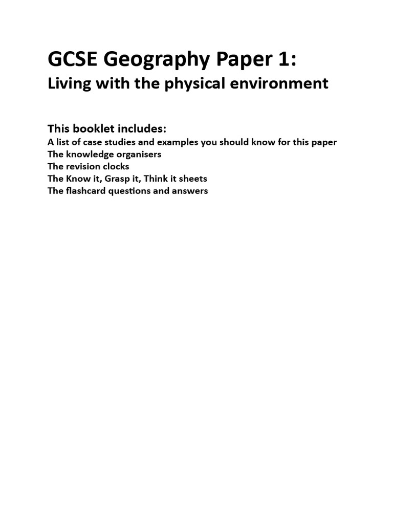 AQA GCSE Geography Paper 1 revision pack | PDF | Tropical Cyclones ...
