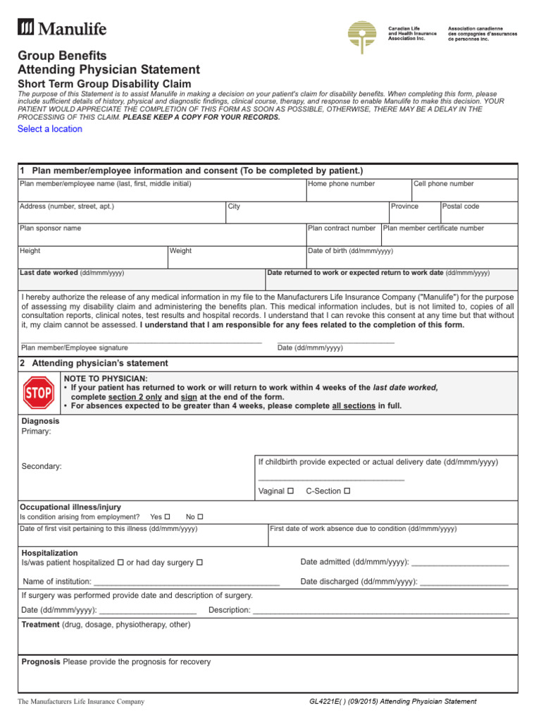 STD Attending Physician's Statement | PDF | Health Care | Medicine