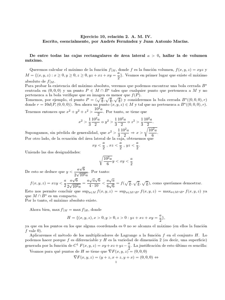 Ejercicio8(multiplicadores) (1) | PDF | Matemáticas | Análisis matemático