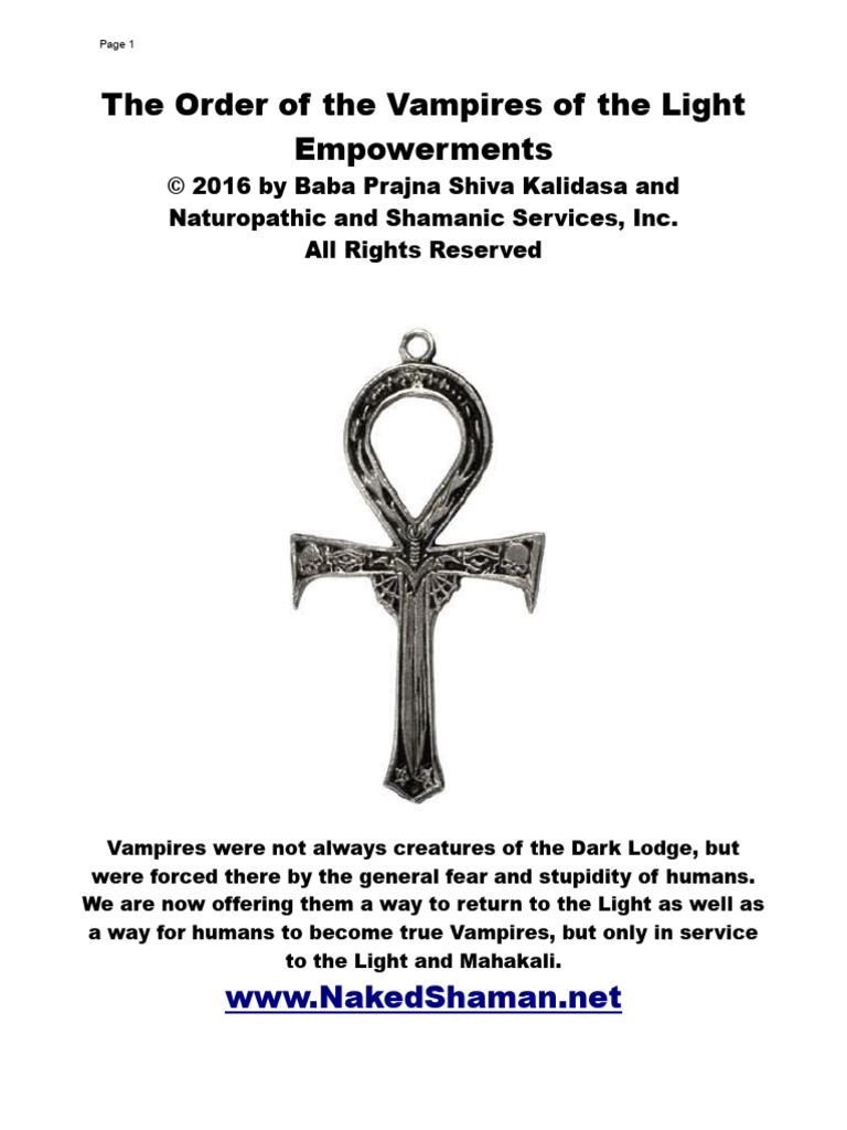 Order of The Vampires of The Light Empowerments | PDF | Hand | Meditation