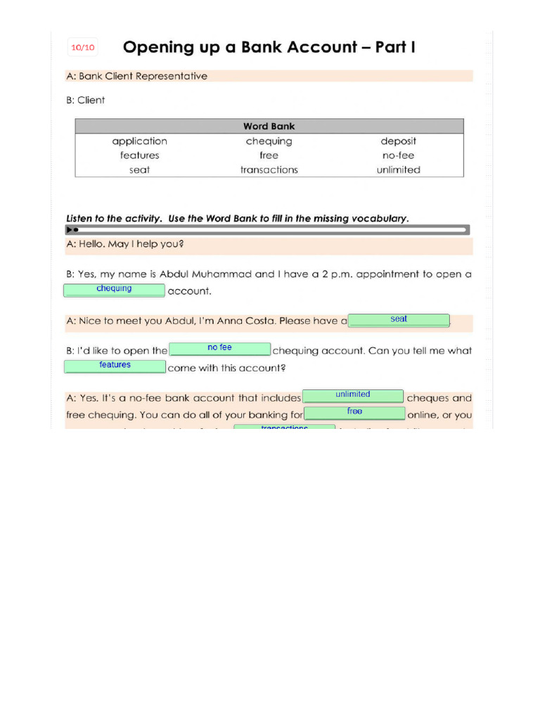 Opening Up A Bank Account | PDF