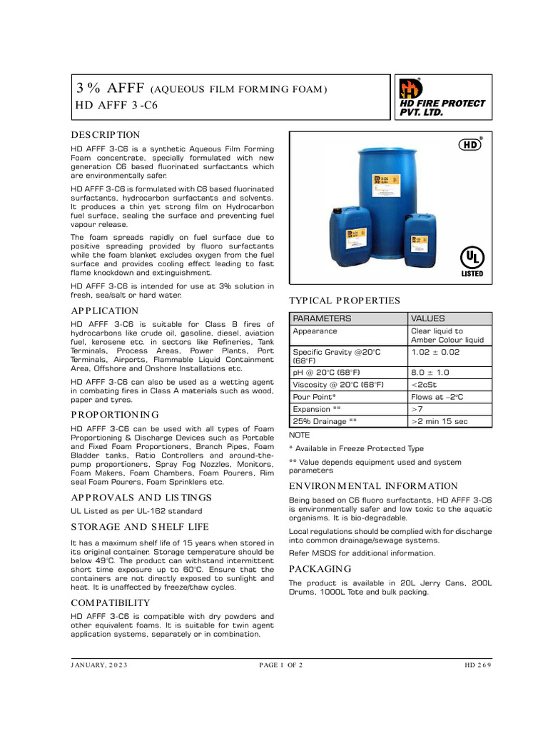 AFFF 3% C6 Firefighting Foam MSDS | PDF | Personal Protective Equipment