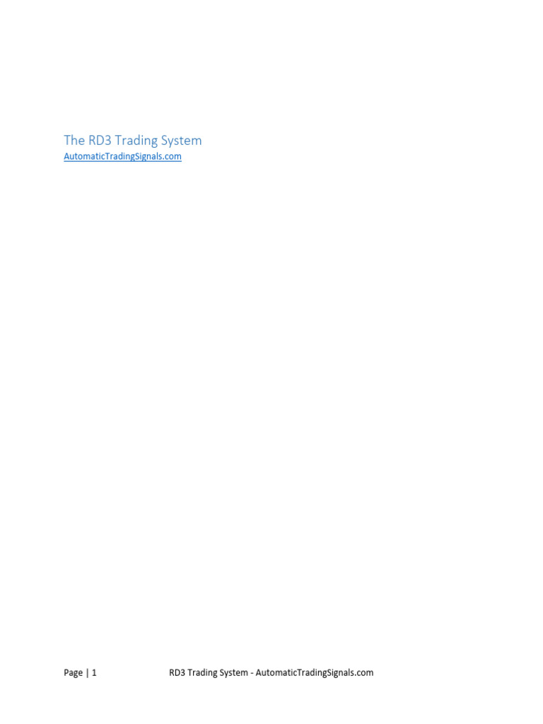 RD3 Trading System Overview | PDF | Algorithmic Trading | Futures Contract