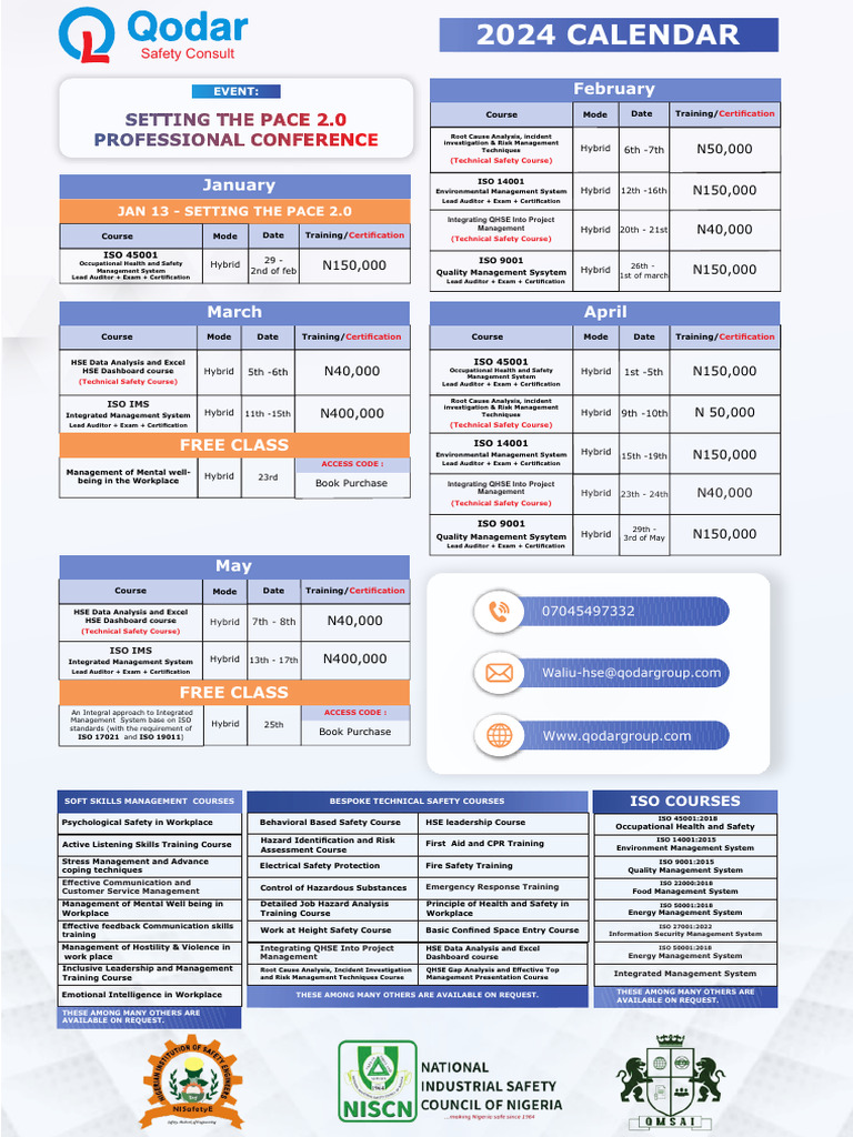 2024 Calendar | PDF | Occupational Safety And Health | Safety
