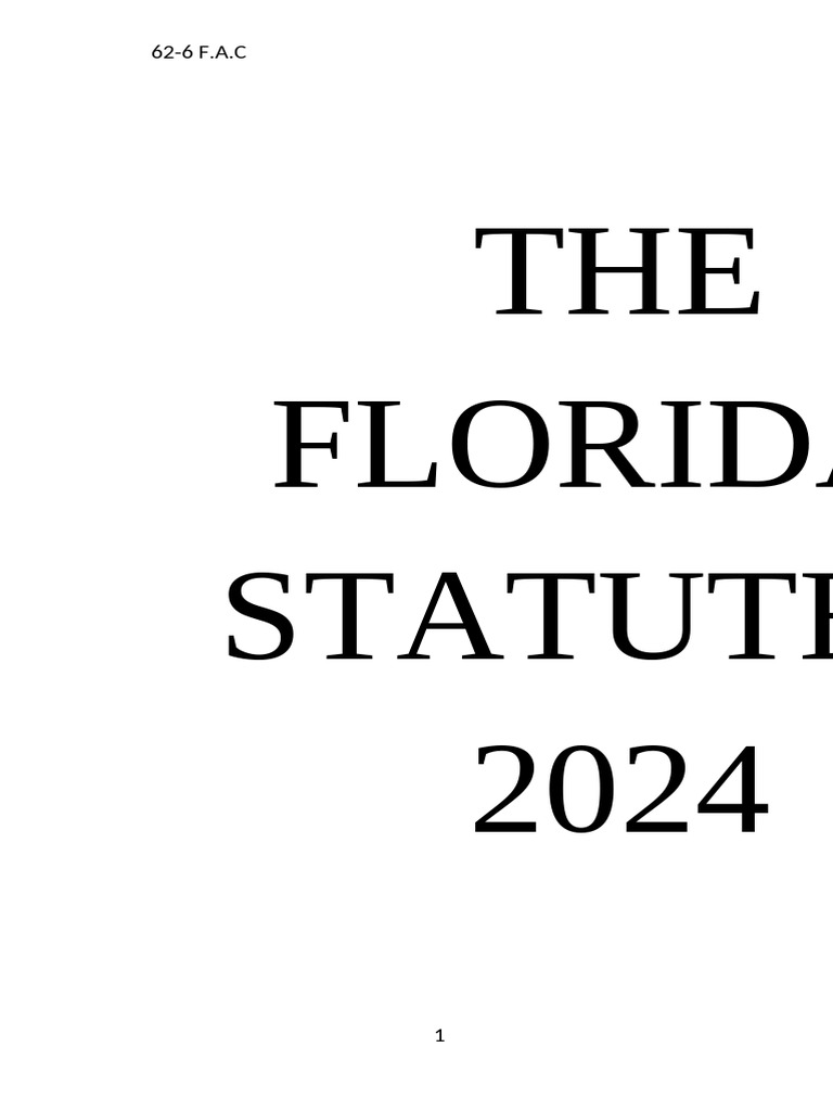 The 2024 Florida Statutes Booklet | PDF | Sanitary Sewer | Water Pollution