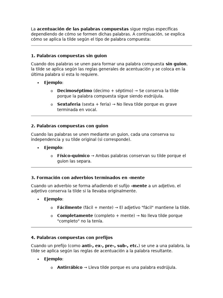 La Acentuación de Las Palabras Compuestas | PDF