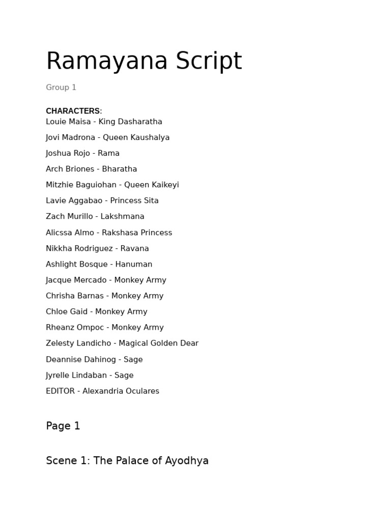 Ramayana Script: Ayodhya's Legacy | PDF | Sita | Rama