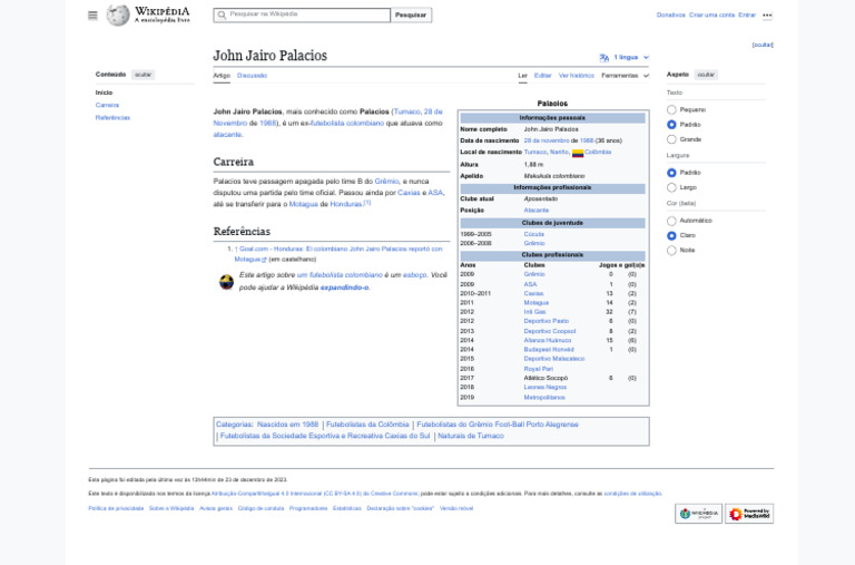 John Jairo Palacios – Wikipédia, a enciclopédia livre | PDF | Wikipedia | Colômbia