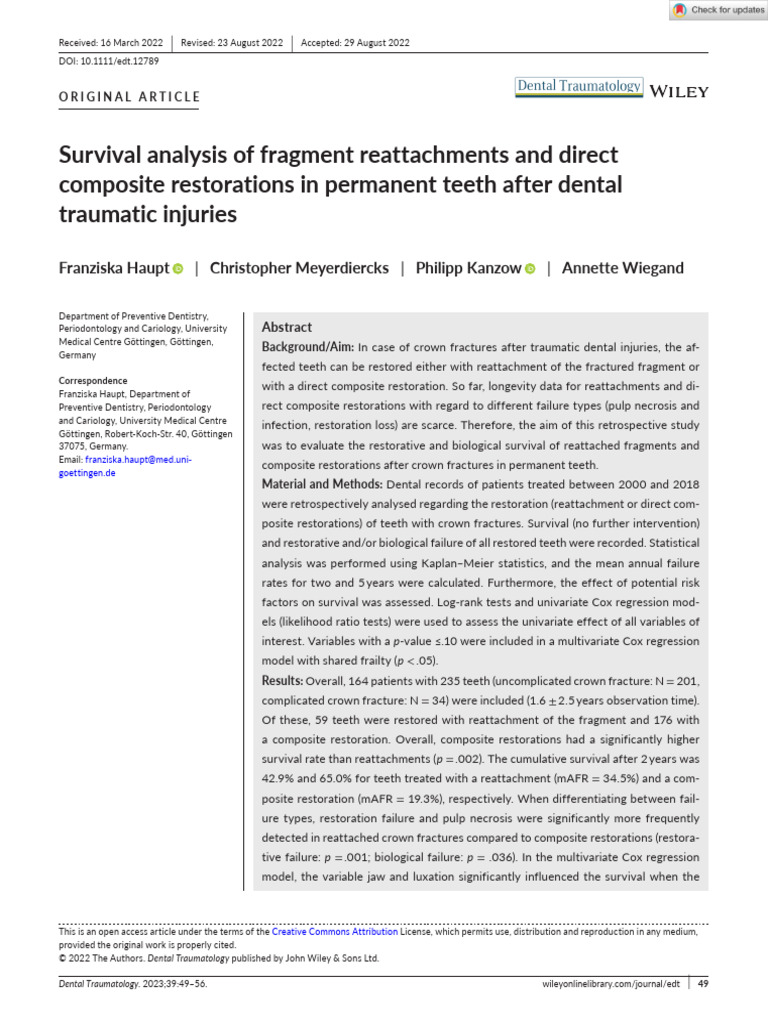 Fragment Reattachments, Direct Composite, Traumatic Injuries | PDF ...