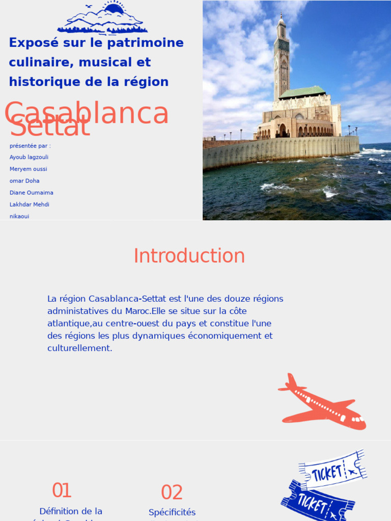 Exposé de La Culture de La Région Casablanca Settat - 1 | PDF | Maroc | Casablanca