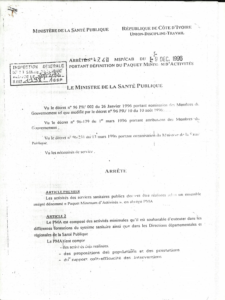 Arrete #741 Portant Definition Du Pma | PDF