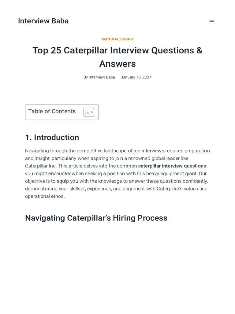 Top 25 Caterpillar Interview Questions & Answers - Interview Bab | PDF | Supply Chain ...