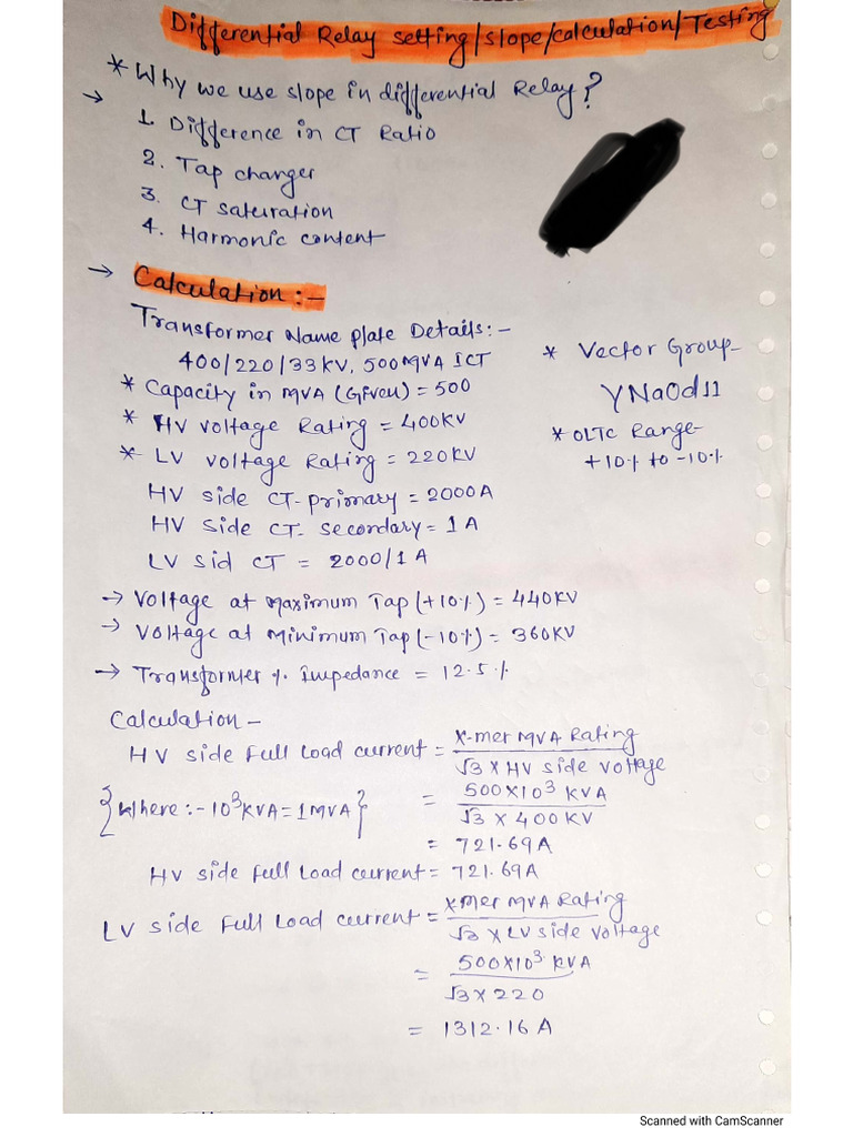 Differential Relay Calculation and Slope and Testing 1667047198 | PDF