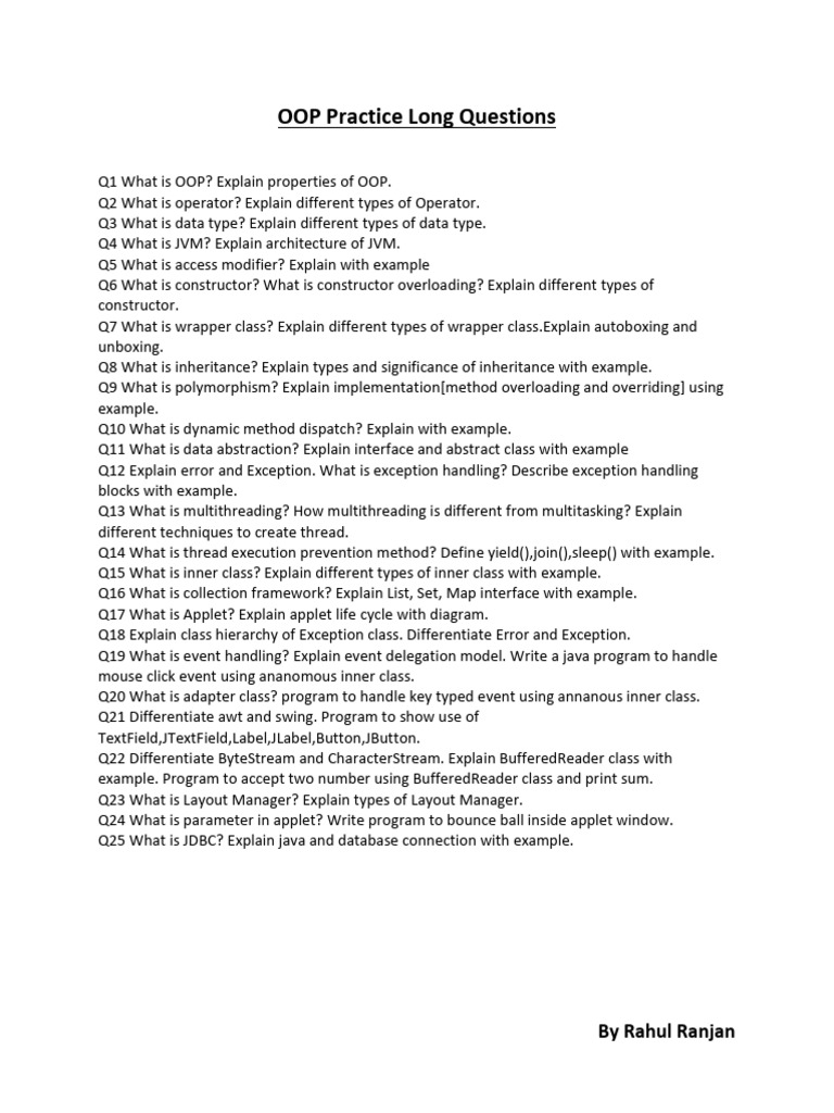 OOP Concepts and Java Programming Questions | PDF