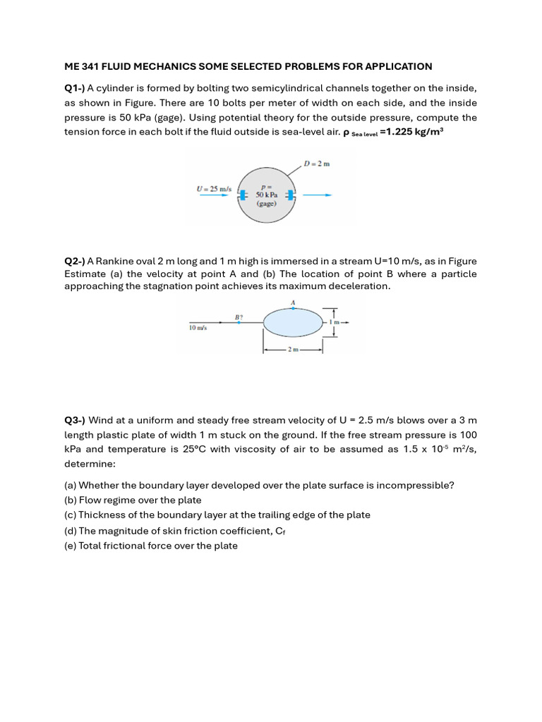 Fluid Mechanics Problem Set Solutions | PDF